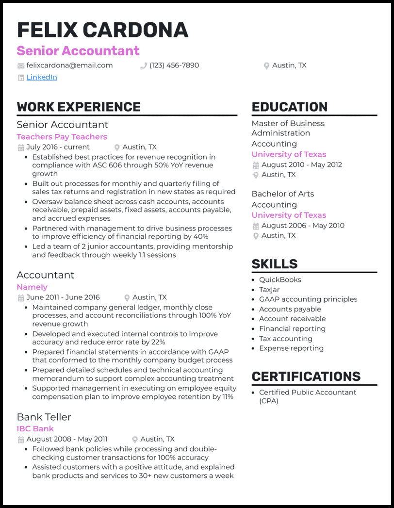 3 Real Senior Accountant Resume Examples That Worked in 2024