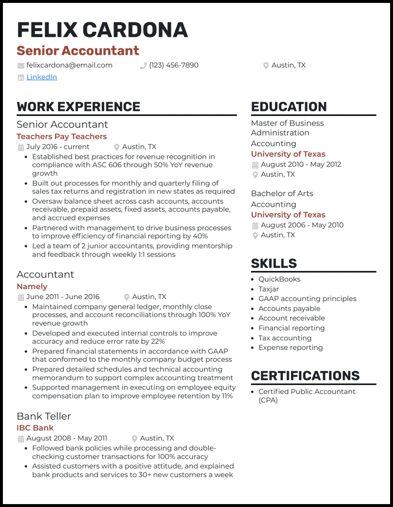 3 Real Senior Accountant Resume Examples That Worked in 2024