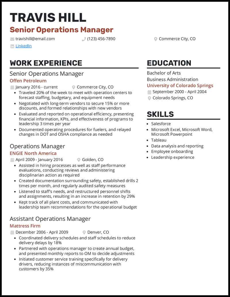 3 Senior Operations Manager Resume Examples for 2025