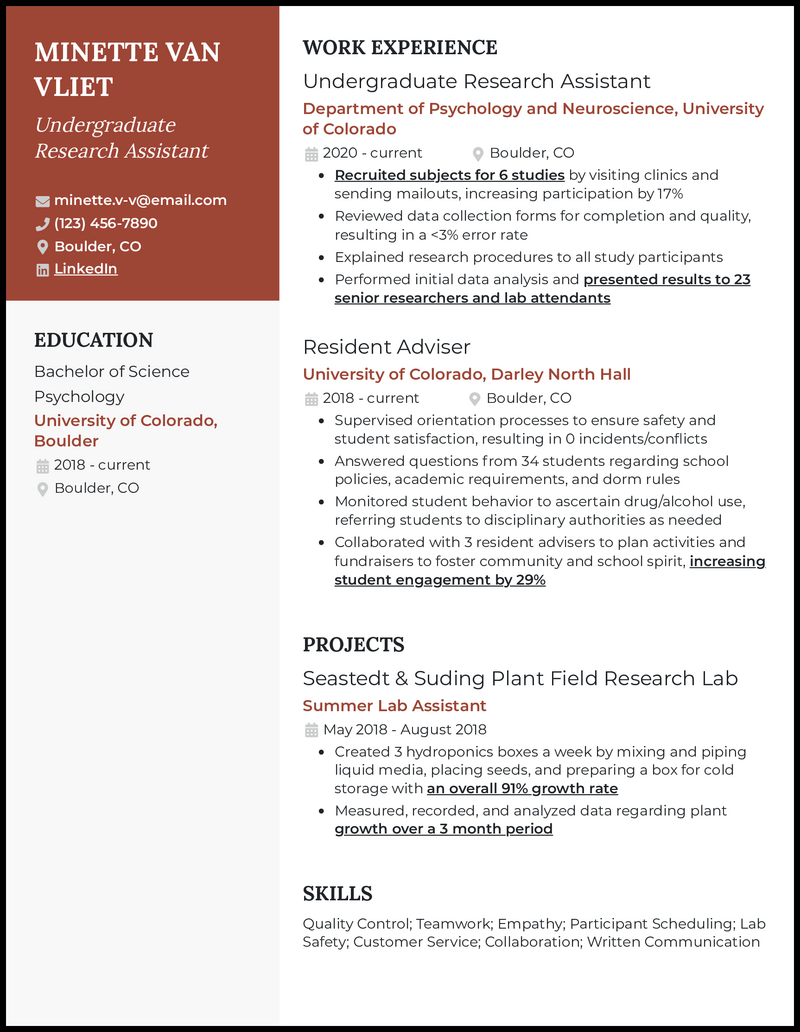 3 Undergraduate Research Resume Examples Built for 2024