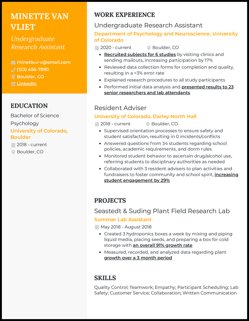 3 Undergraduate Research Resume Examples Built for 2024