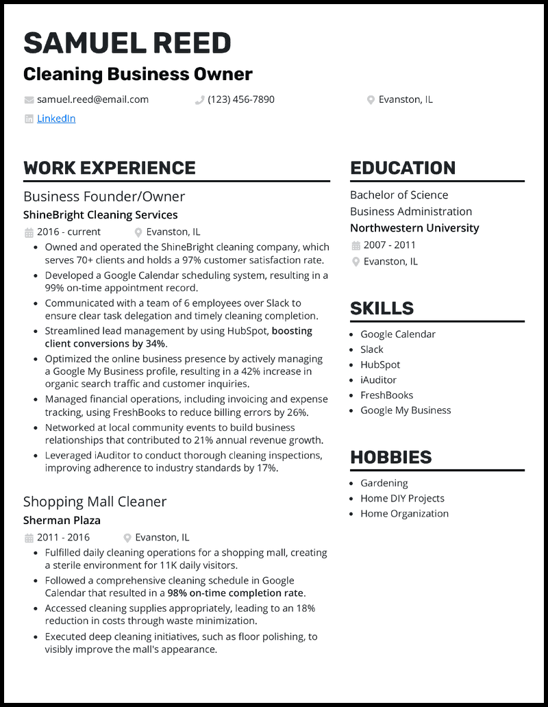 9 Business Owner Resume Examples [& Templates]
