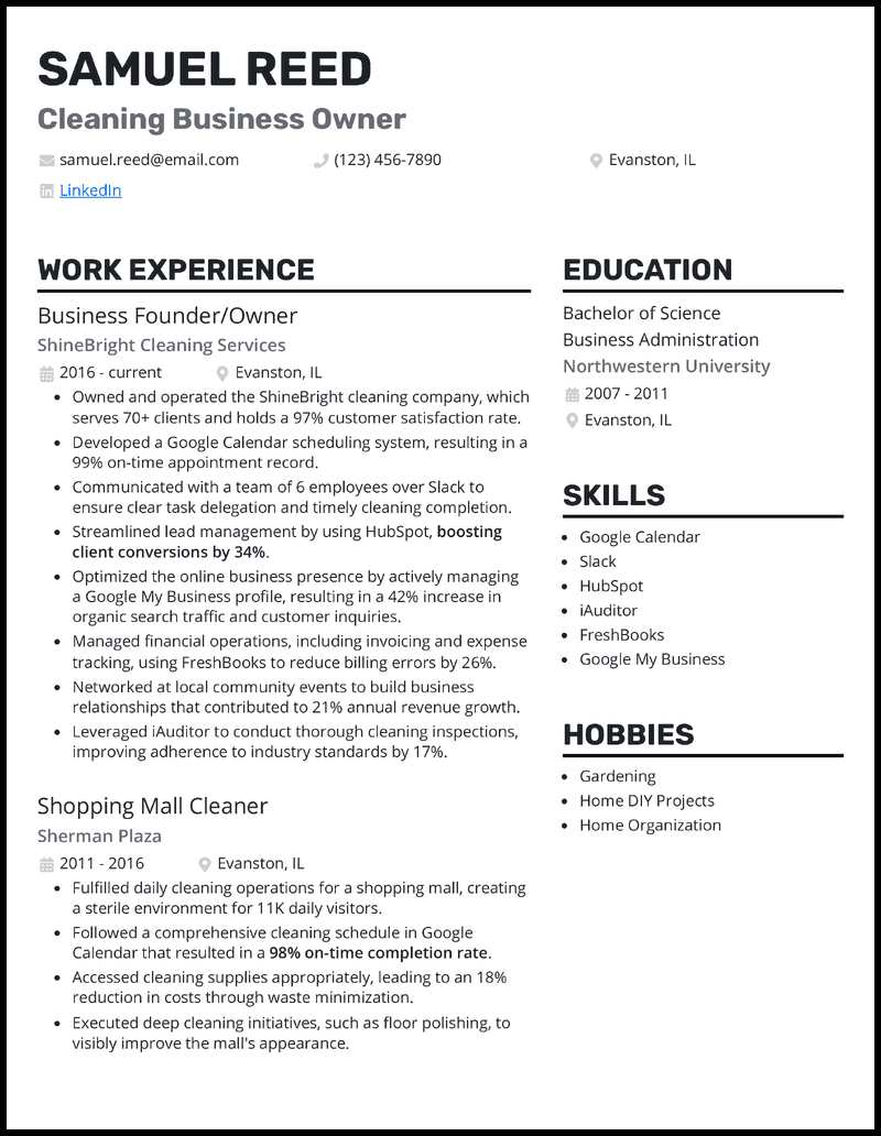 9 Business Owner Resume Examples [& Templates]