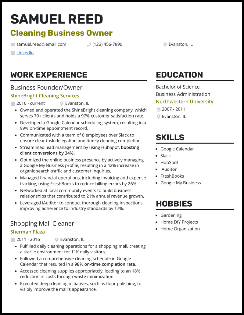 9 Business Owner Resume Examples [& Templates]