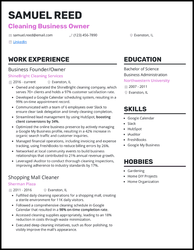 9 Business Owner Resume Examples [& Templates]