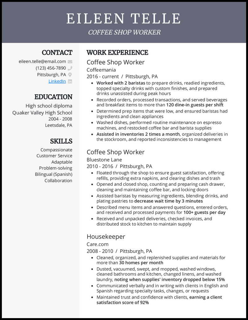 22 Barista CV Examples [& Templates]