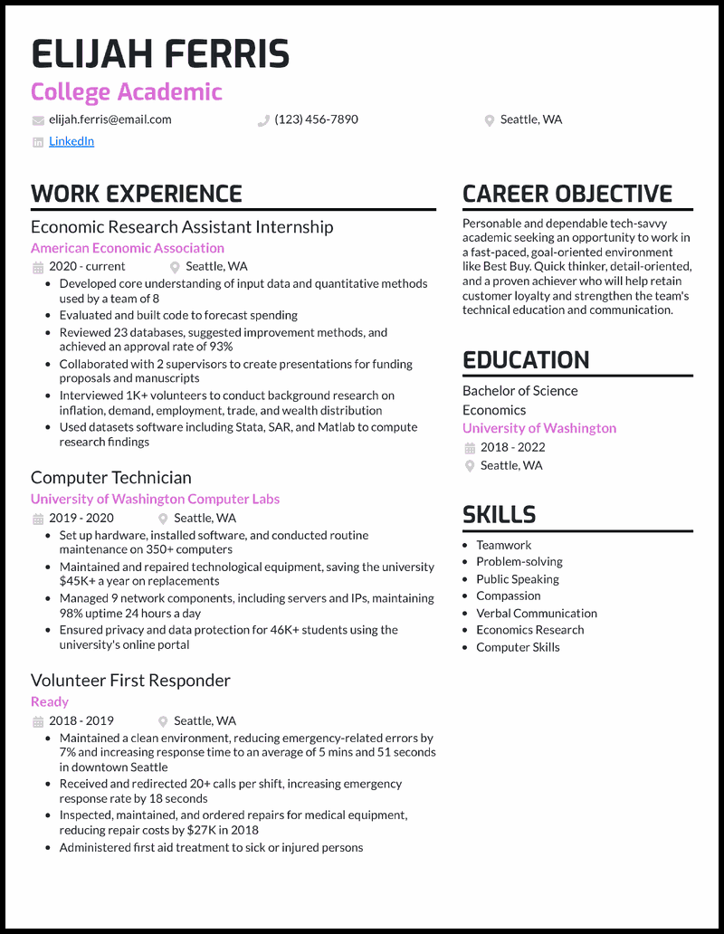 9 Academic Resume Examples [& Templates]