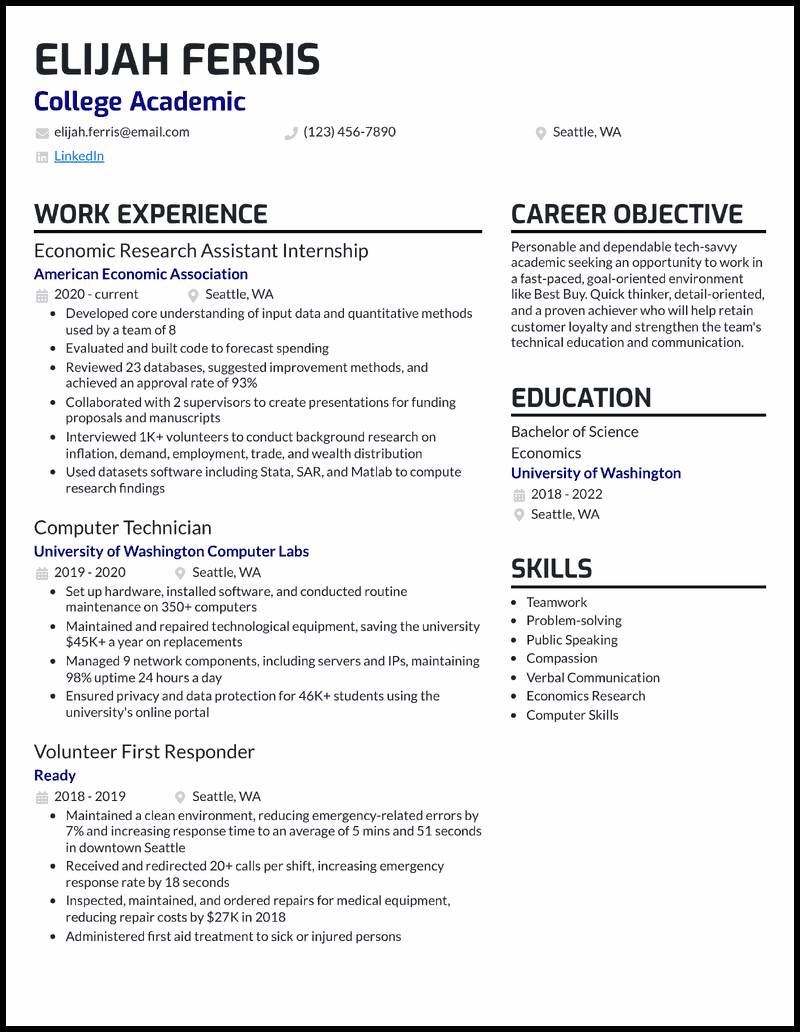 9 Academic Resume Examples [& Templates]