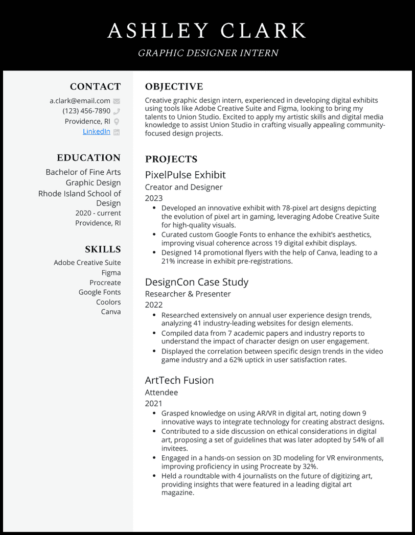 10 College Student Internship Resume Examples for 2025