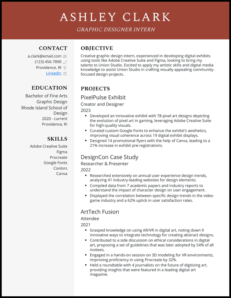 10 College Student Internship Resume Examples for 2025