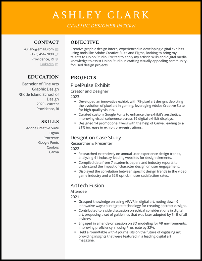 10 College Student Internship Resume Examples for 2025