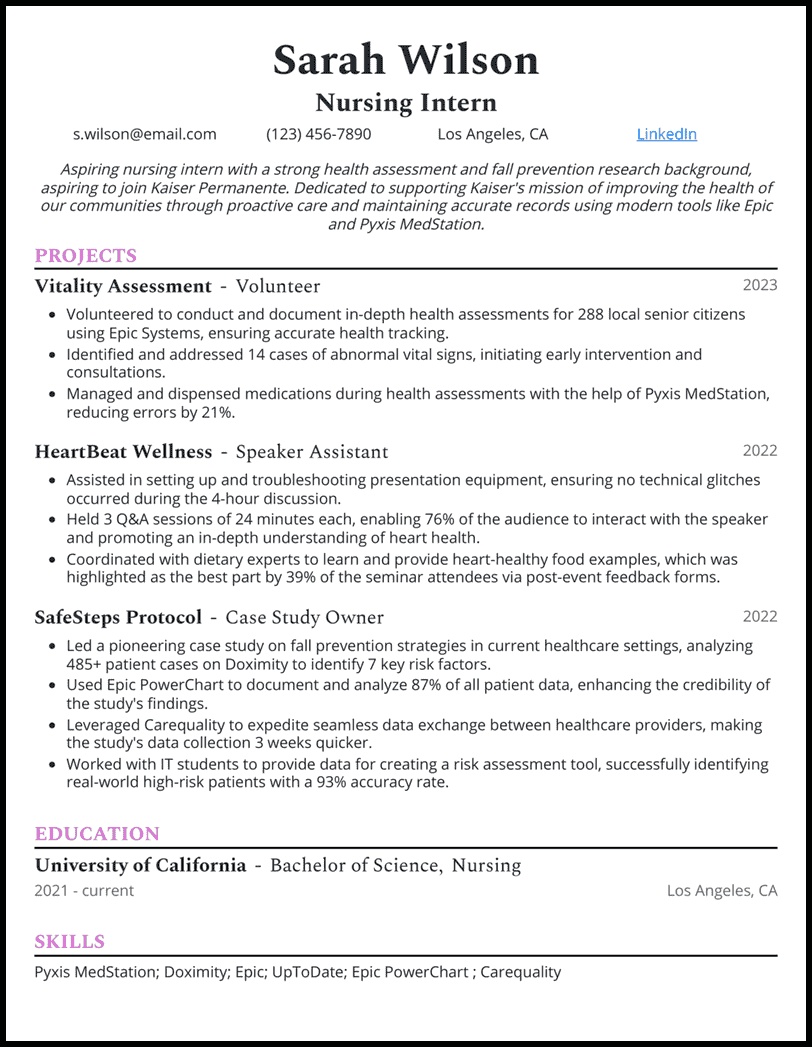 10 College Student Internship Resume Examples for 2025