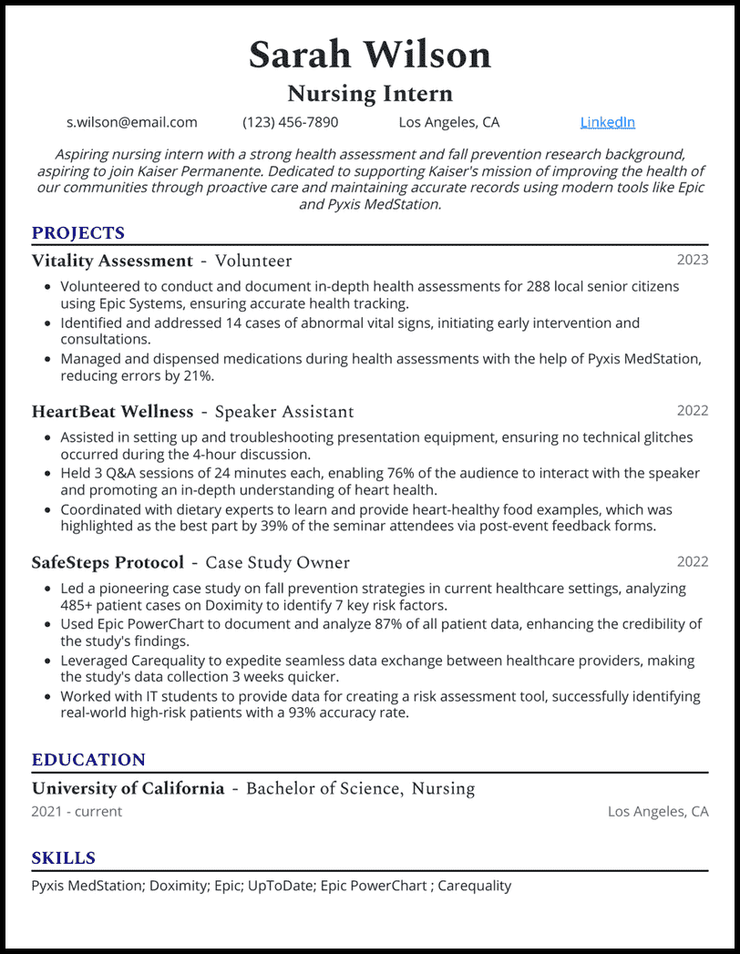 10 College Student Internship Resume Examples for 2025