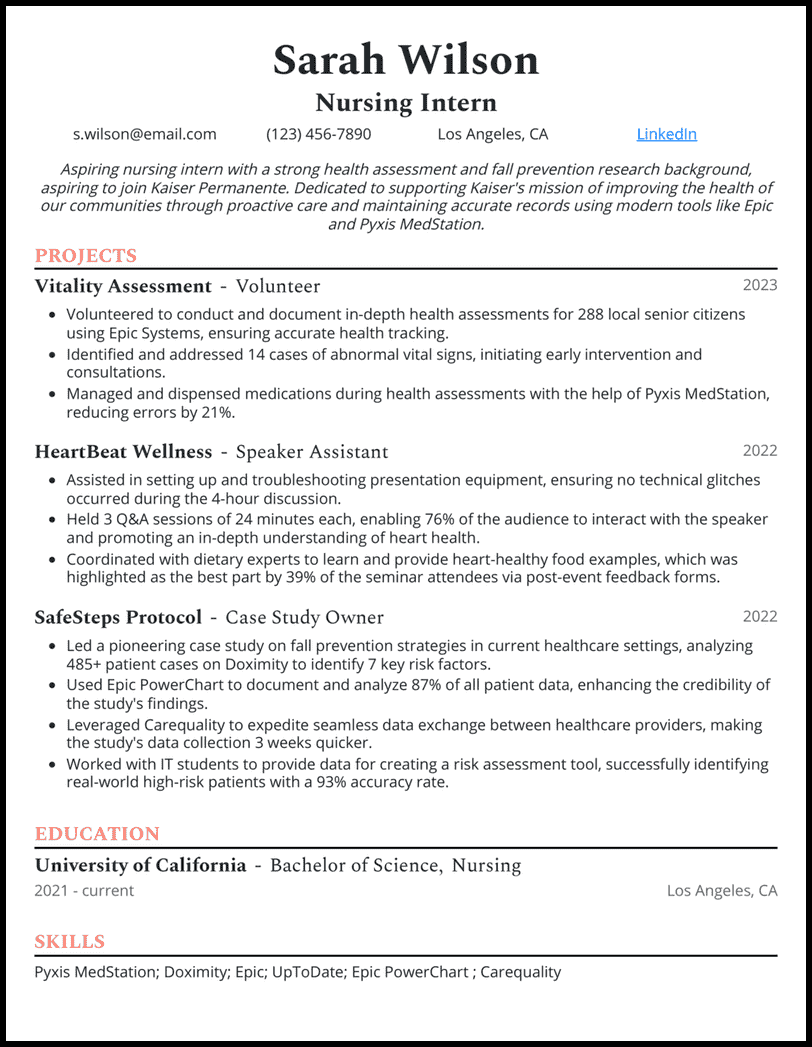 10 College Student Internship Resume Examples for 2025