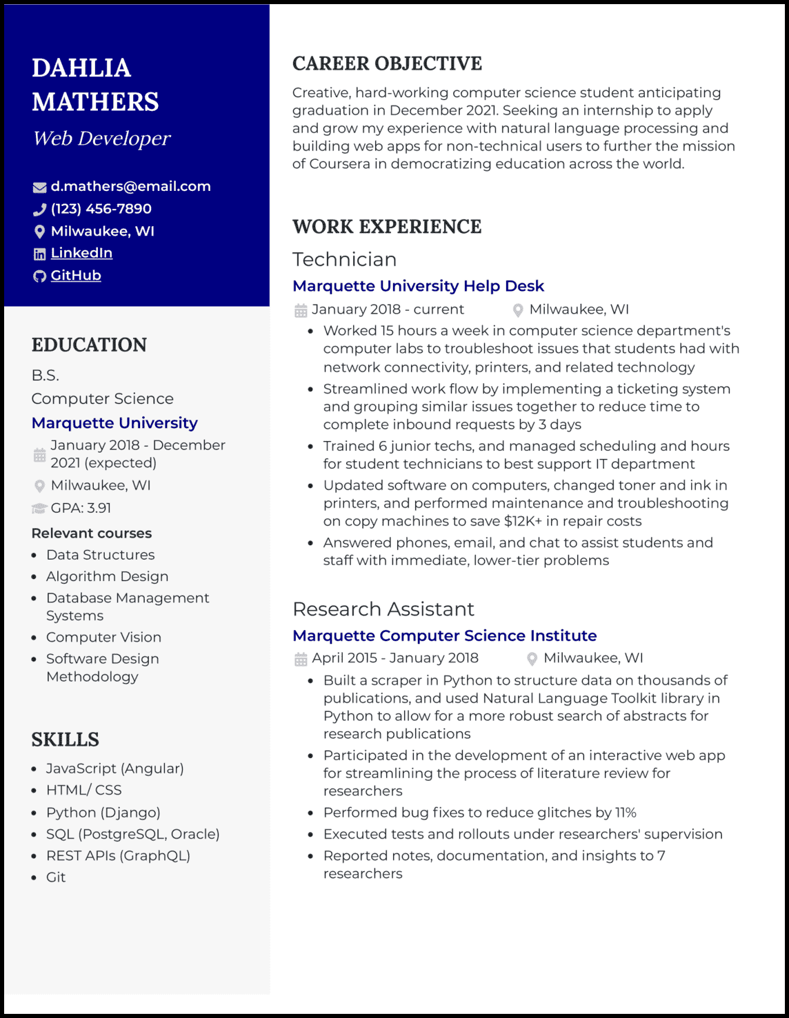 10 College Student Internship Resume Examples for 2025