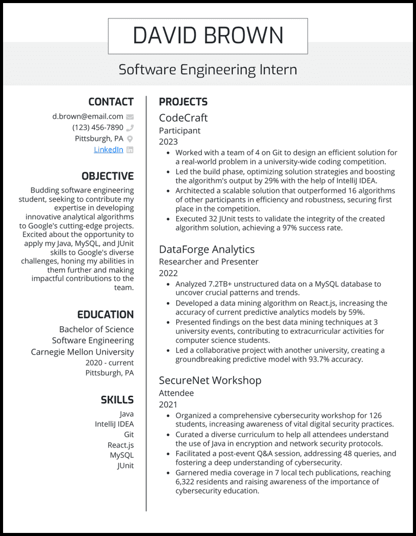 5 College Student No Experience Resume Examples & Templates [Edit Free]