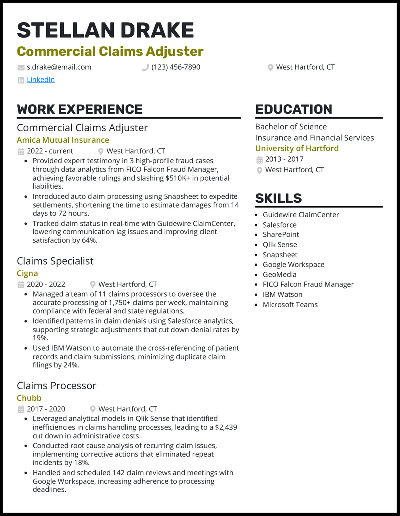 15 Claims Adjuster Resume Samples For 2025