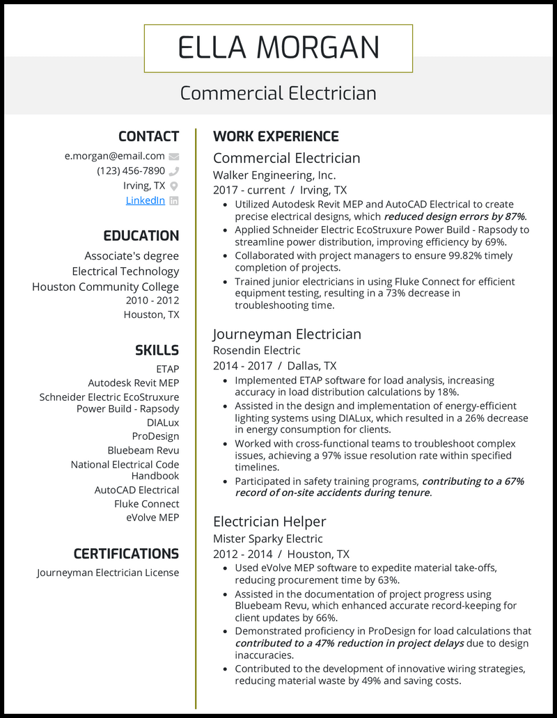 12 Electrician Resume Examples [& Templates]