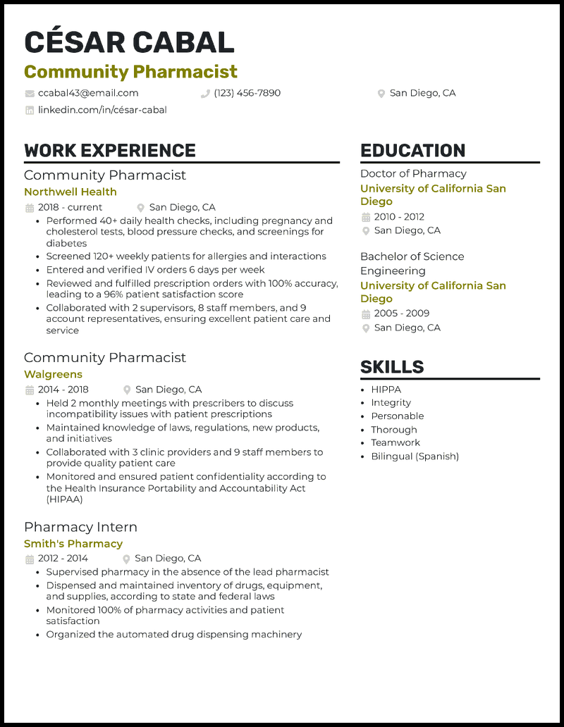 9 Pharmacist Resume Examples That Worked in 2025