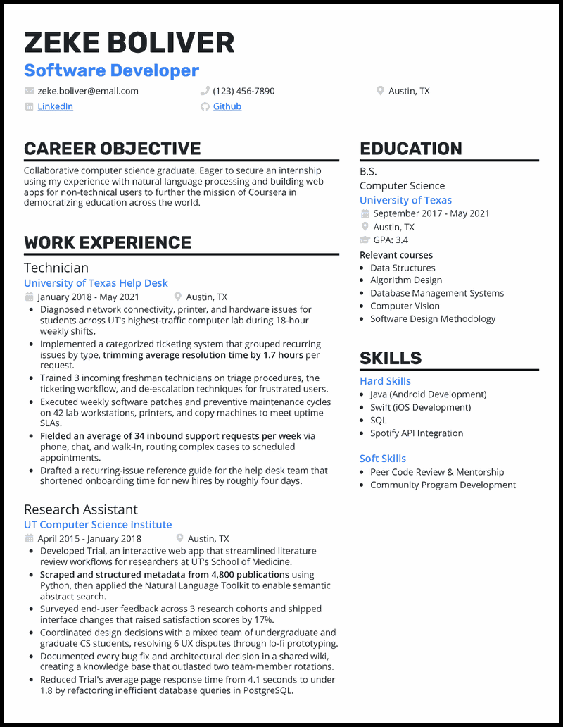 21 Computer Science CS Resume Examples Templates 21 Computer Science CS Resume Examples Templates
