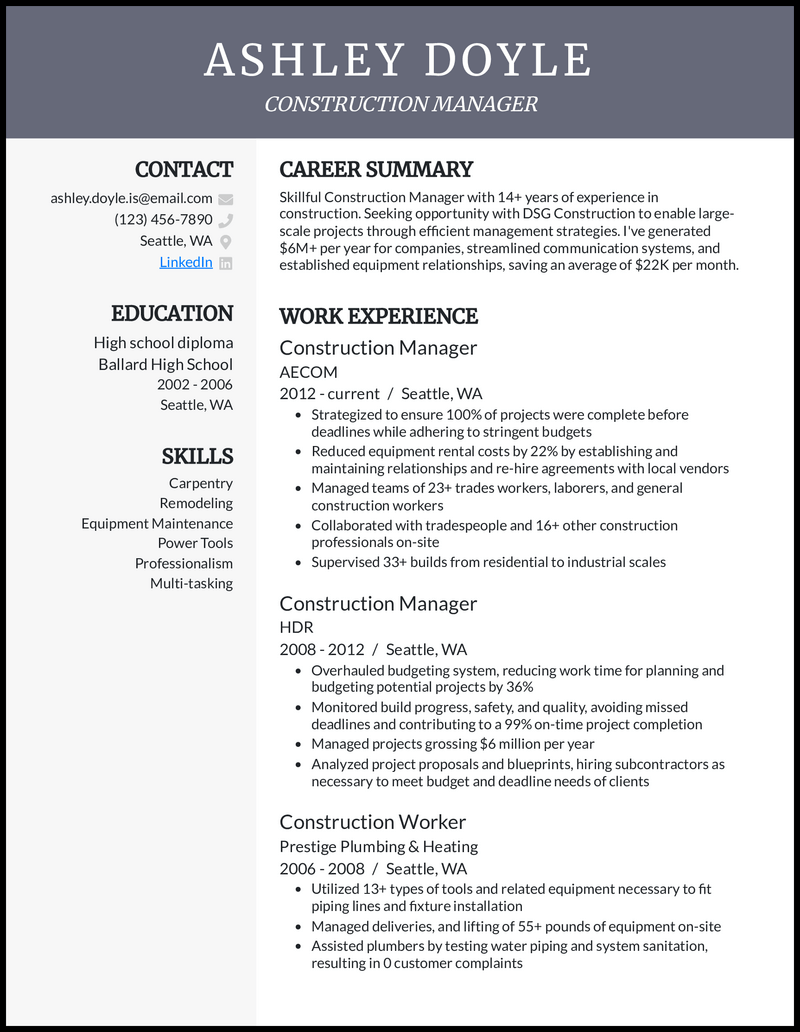 9 Construction Worker Resume Examples for 2024