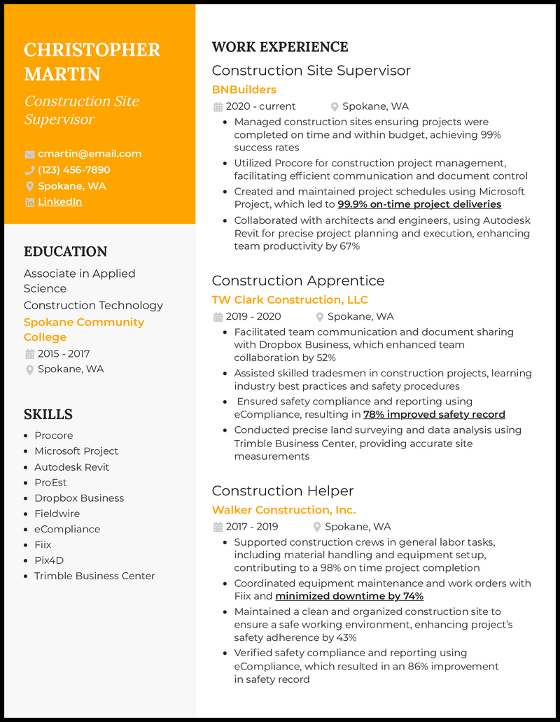 9 Construction Worker Resume Examples for 2024