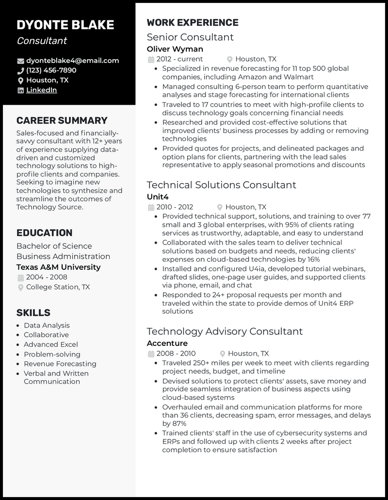 9 Consulting Resume Examples That Worked in 2024