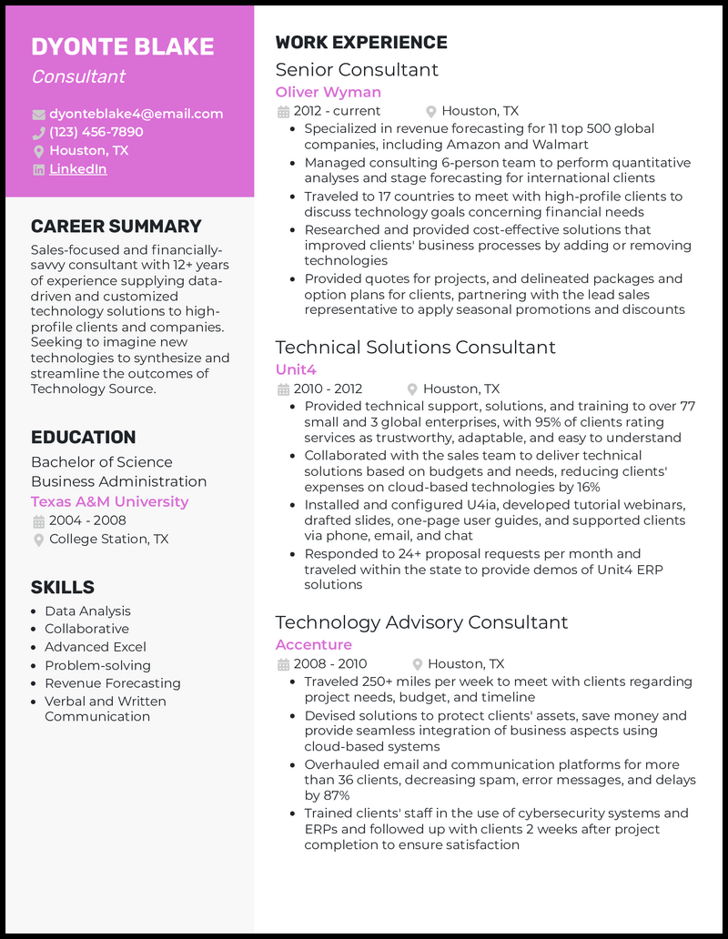 9 Consulting Resume Examples That Worked in 2024