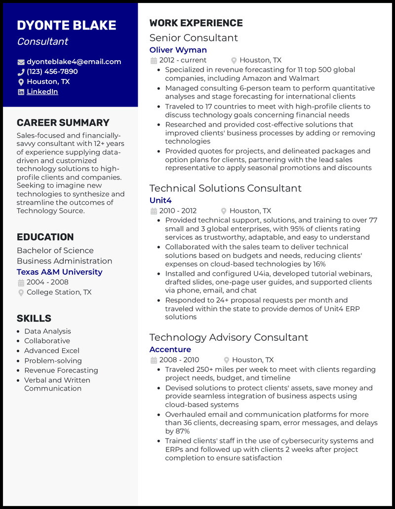 9 Consulting Resume Examples That Worked in 2024
