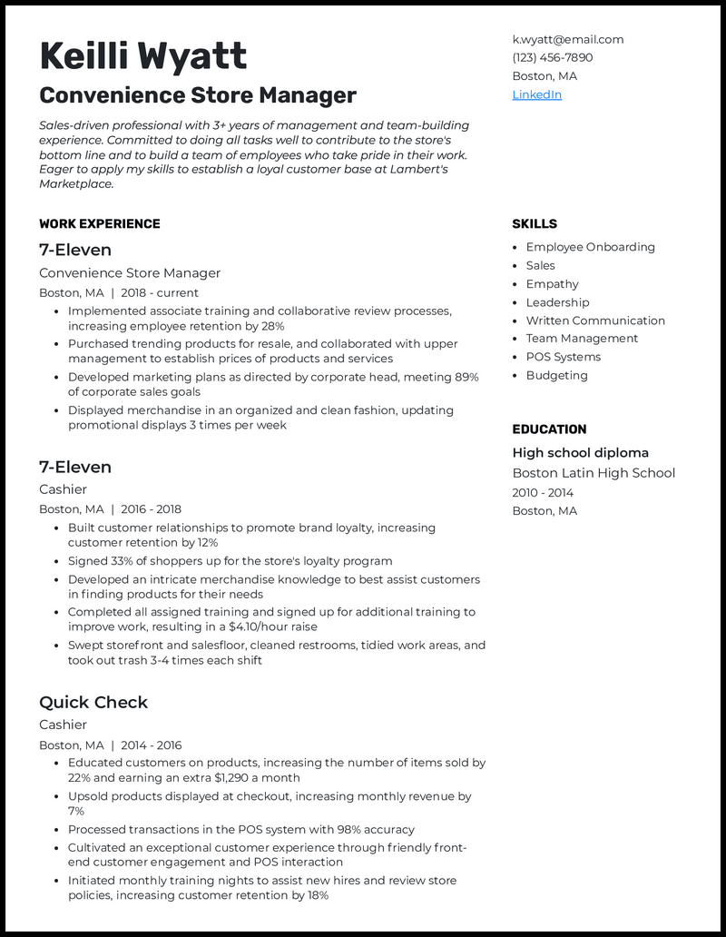 9 Store Manager Resume Examples for 2025