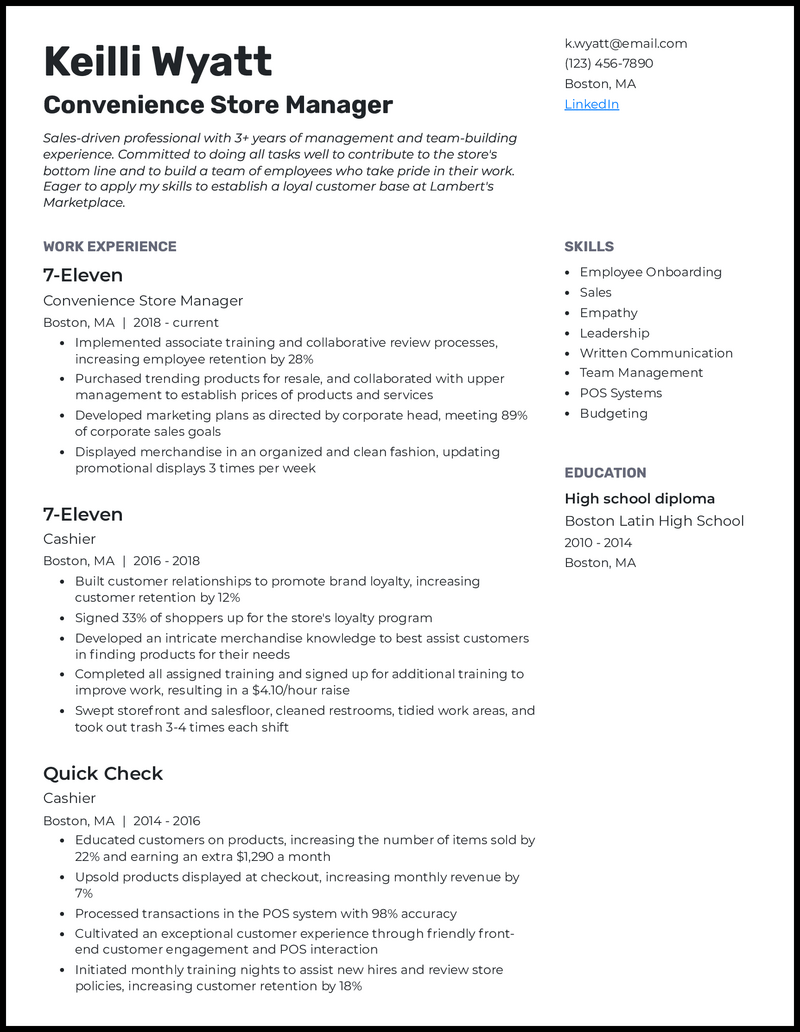 9 Store Manager Resume Examples for 2025