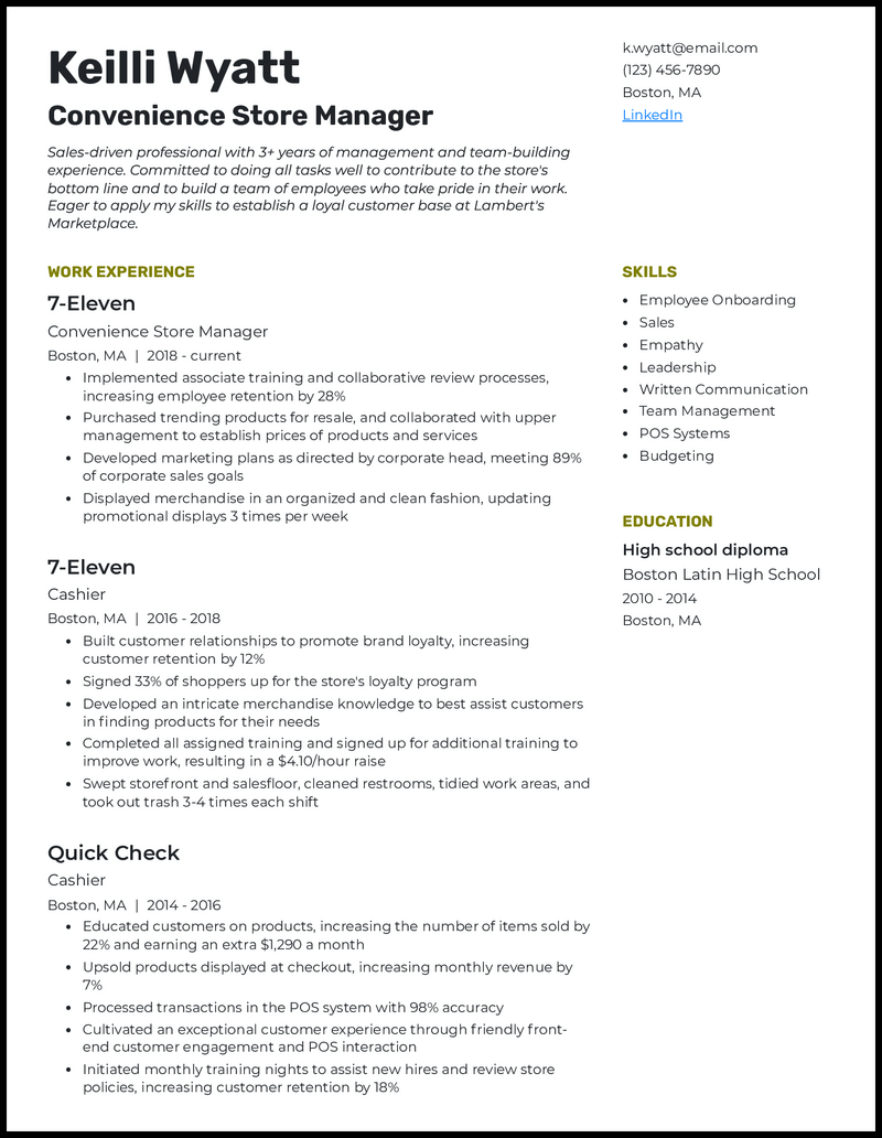 9 Store Manager Resume Examples for 2025