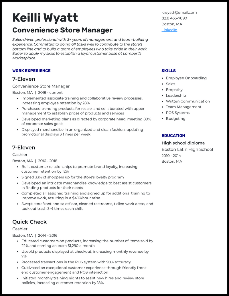 9 Store Manager Resume Examples for 2025