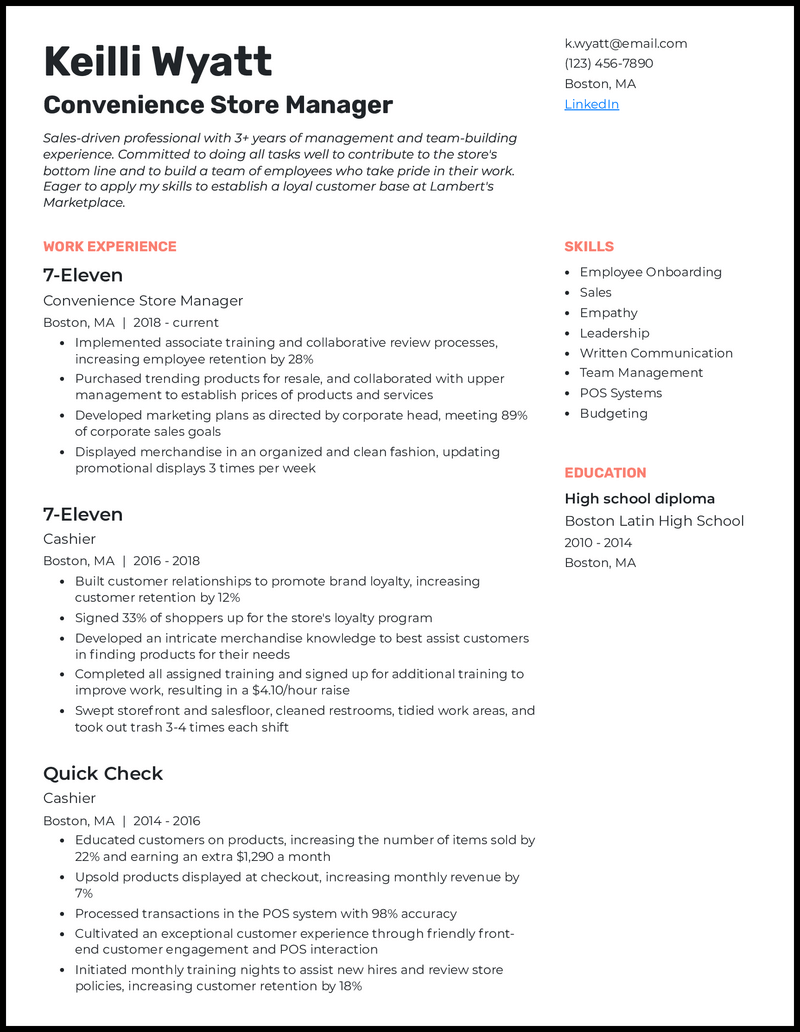9 Store Manager Resume Examples for 2025