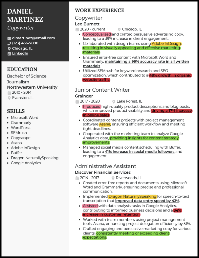 3 Copywriter Resume Examples to Work for You in 2024