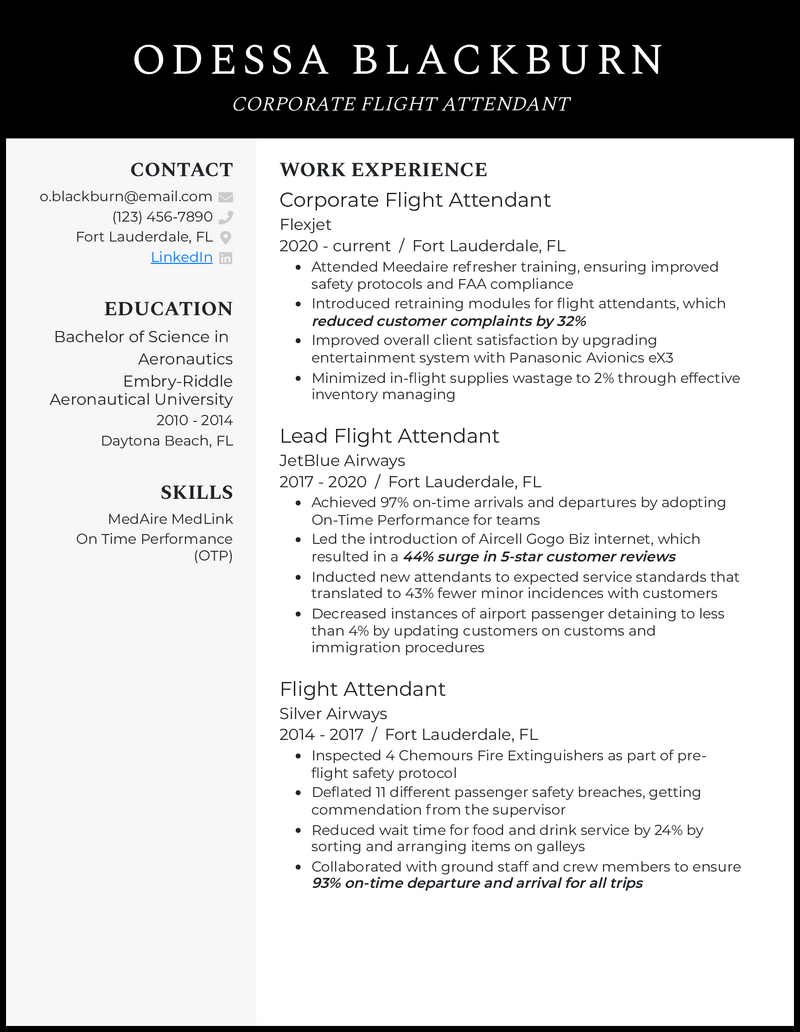 11 Flight Attendant Resume Examples & Guide for 2025