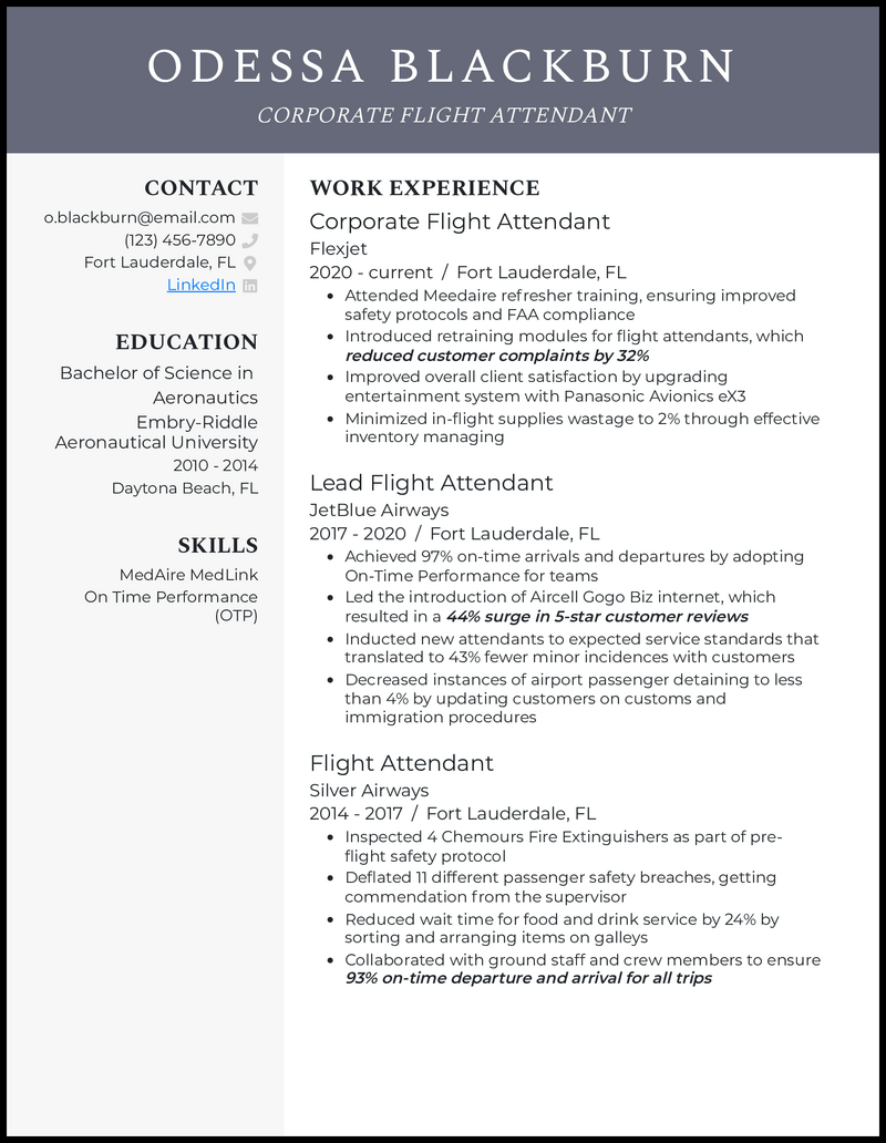 11 Flight Attendant Resume Examples & Guide for 2026