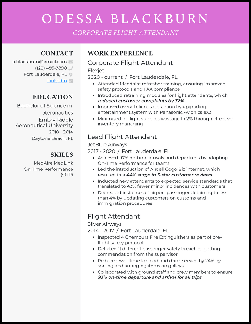 11 Flight Attendant Resume Examples & Guide for 2026
