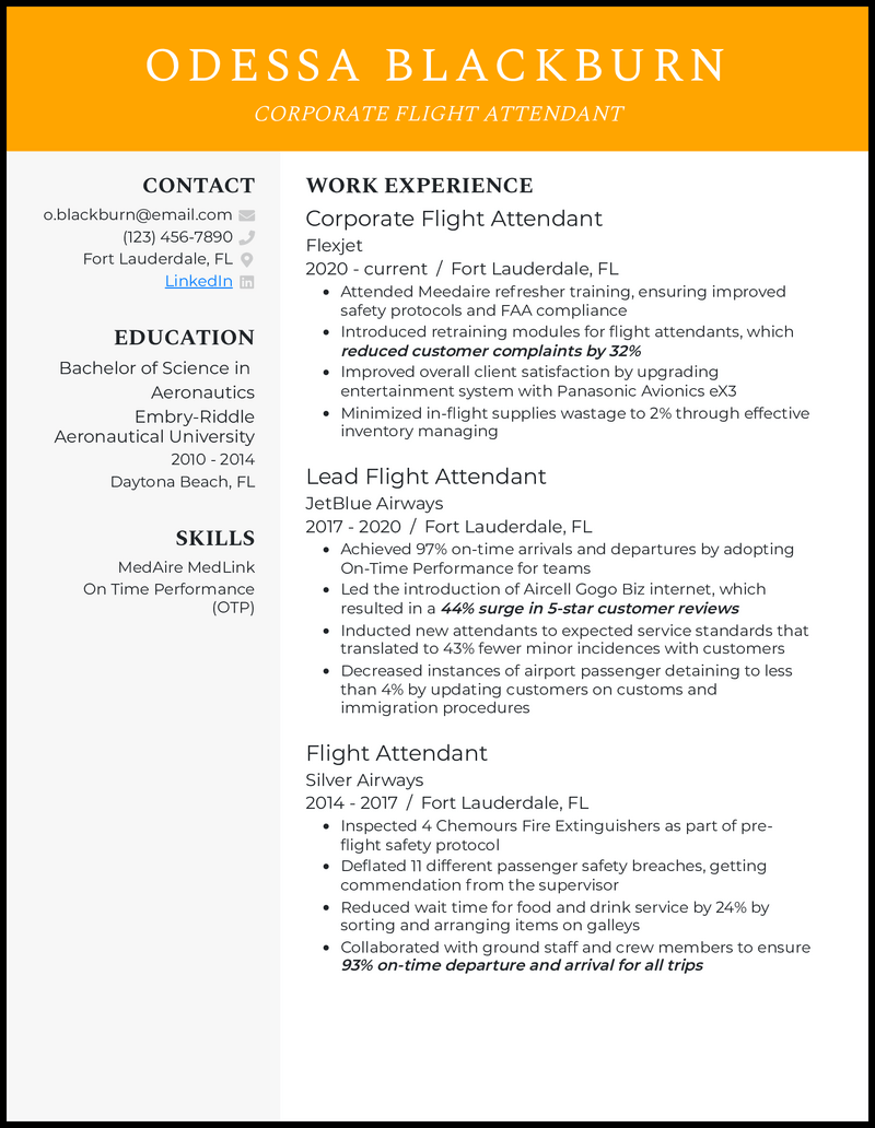 11 Flight Attendant Resume Examples & Guide for 2025