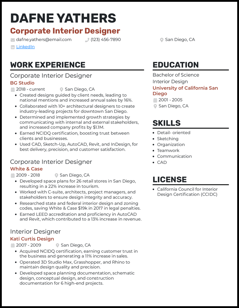 7 Interior Design Resume Examples to Stand Out in 2024
