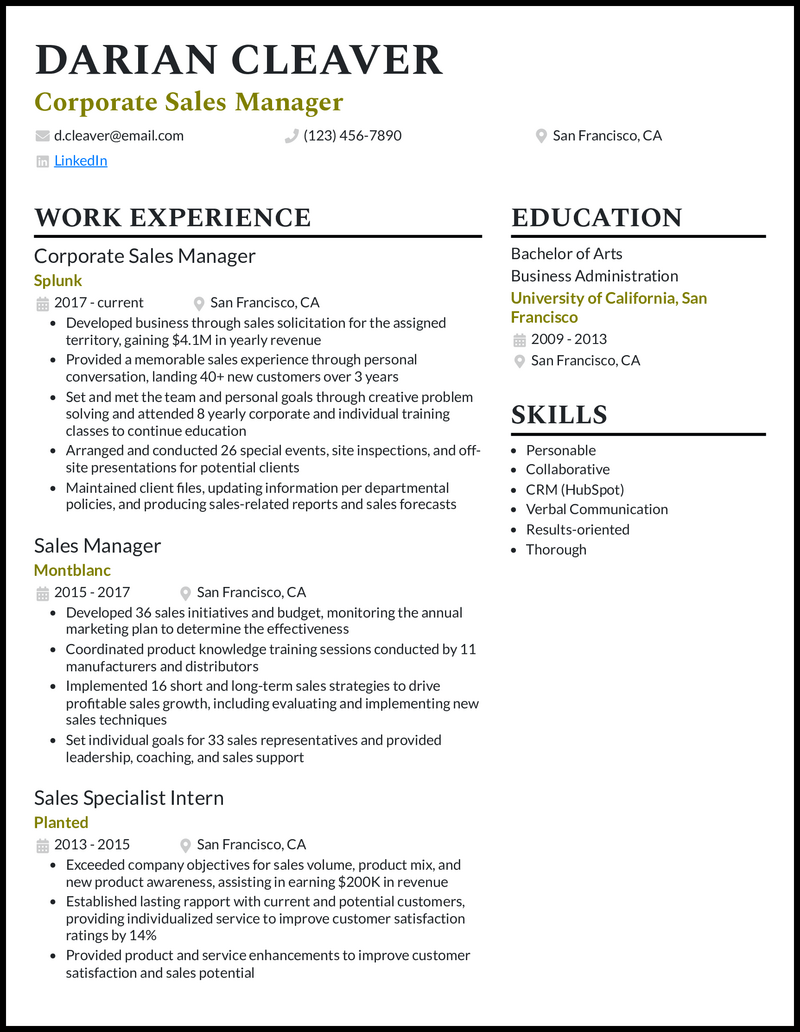 20 Sales Manager Resume Examples That Work for 2024