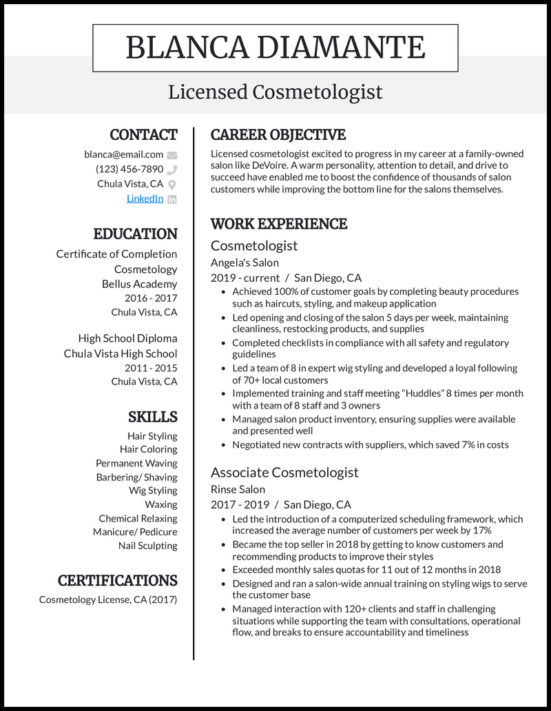 7 Cosmetology Resume Examples That Work for 2025