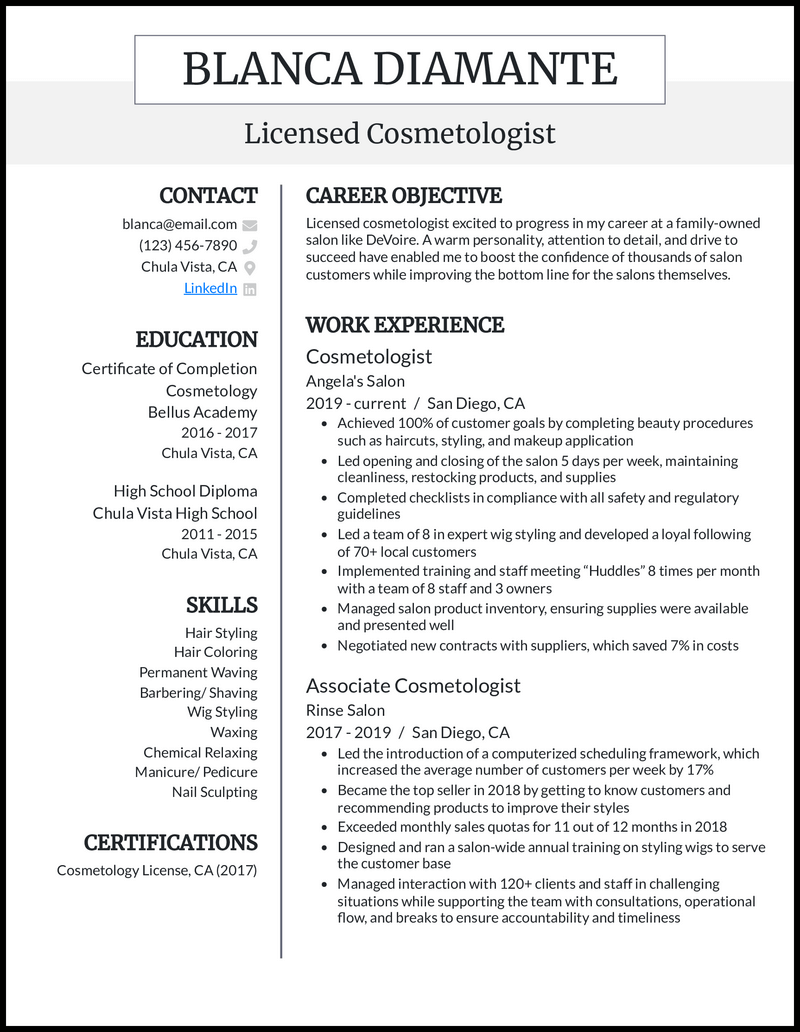 7 Cosmetology Resume Examples That Work for 2026