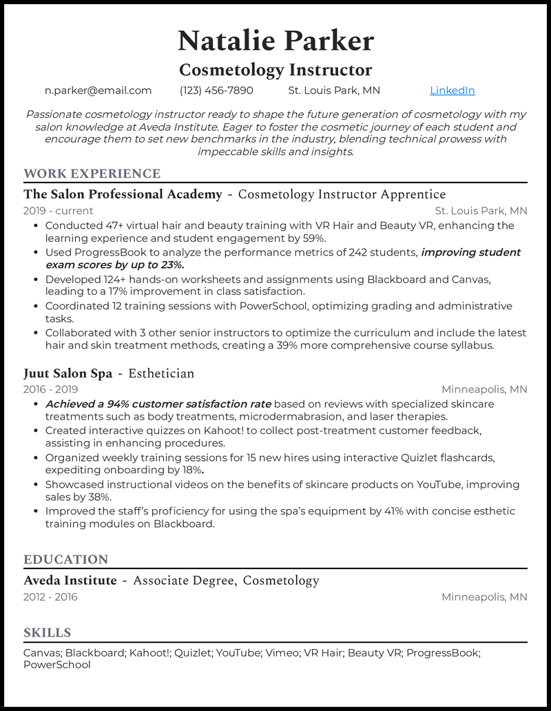7 Cosmetology Resume Examples That Work for 2025