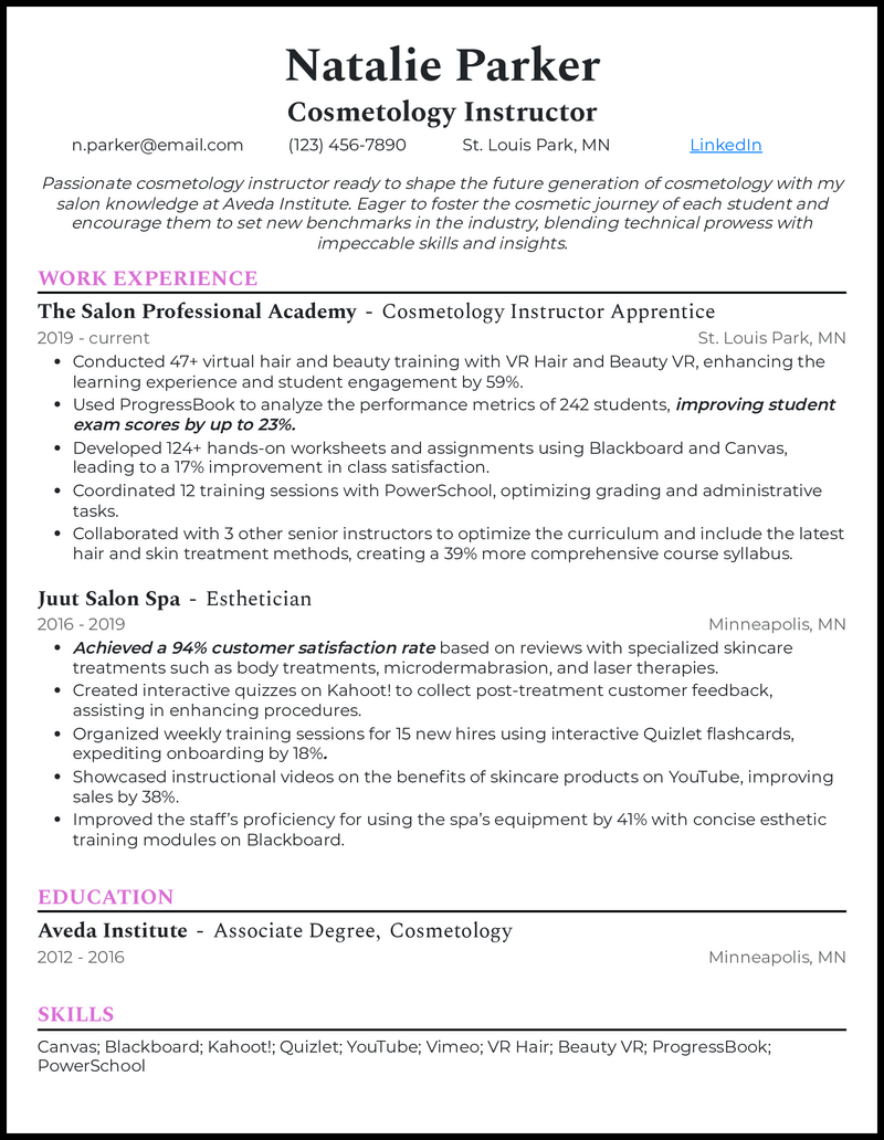 7 Cosmetology Resume Examples That Work for 2025