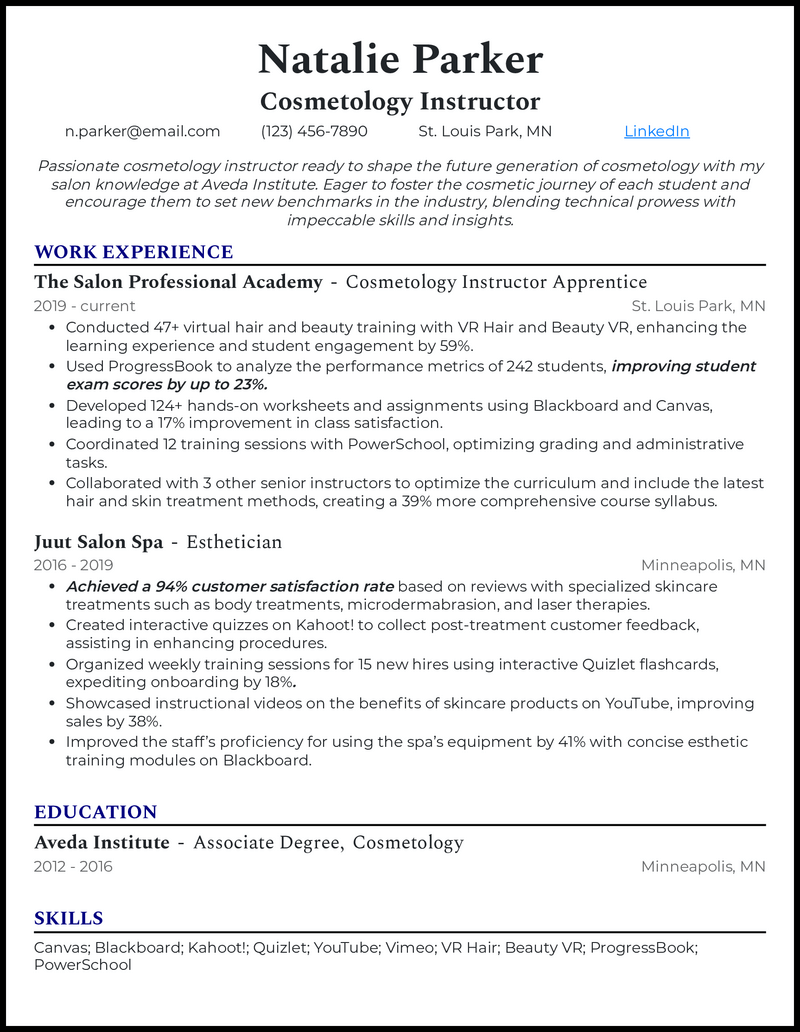 7 Cosmetology Resume Examples That Work for 2025