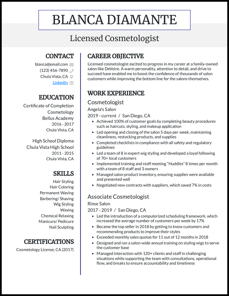 7 Cosmetology Resume Examples That Work for 2025
