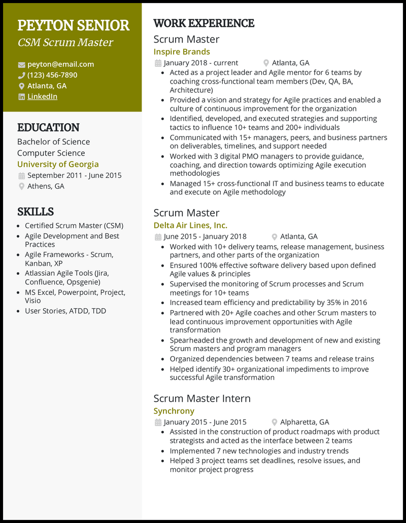 11 Scrum Master Resume Examples for 2024