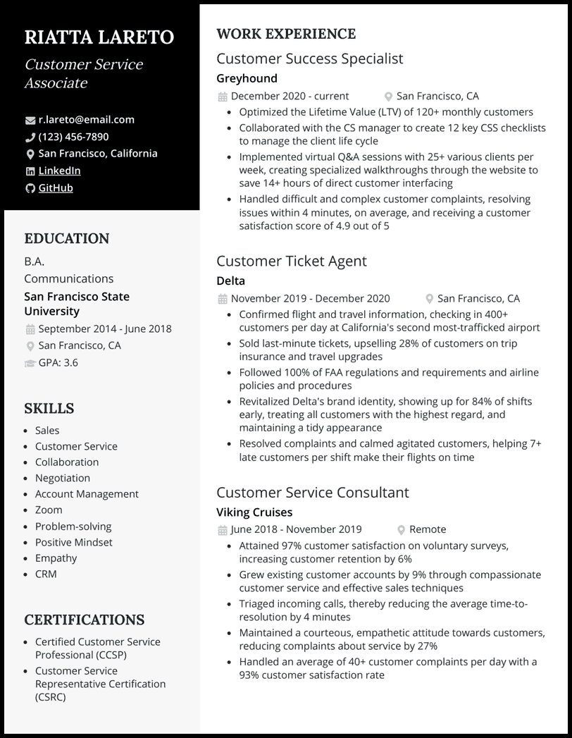34 Customer Service Resume Examples for 2025