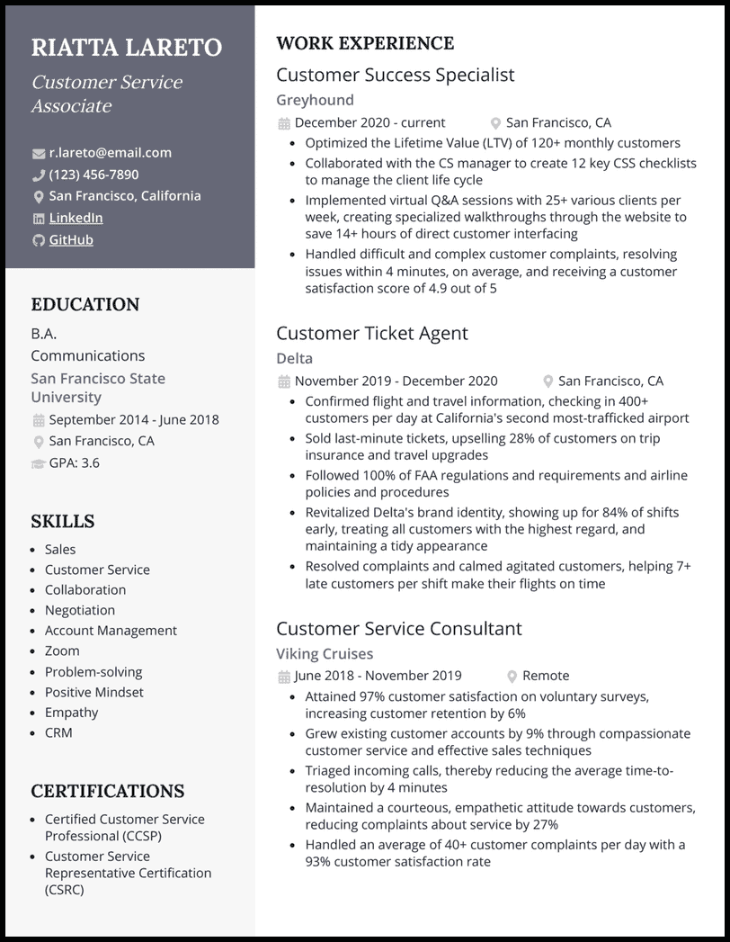 34 Customer Service Resume Examples for 2025